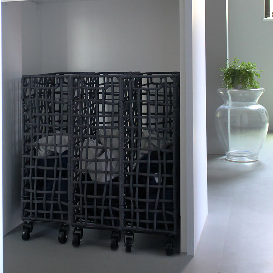 BRID(ブリッド) FOLDING ROUGH KNIT LAUNDRY BASKET with CASTER 40L SLIM - MIRUMU